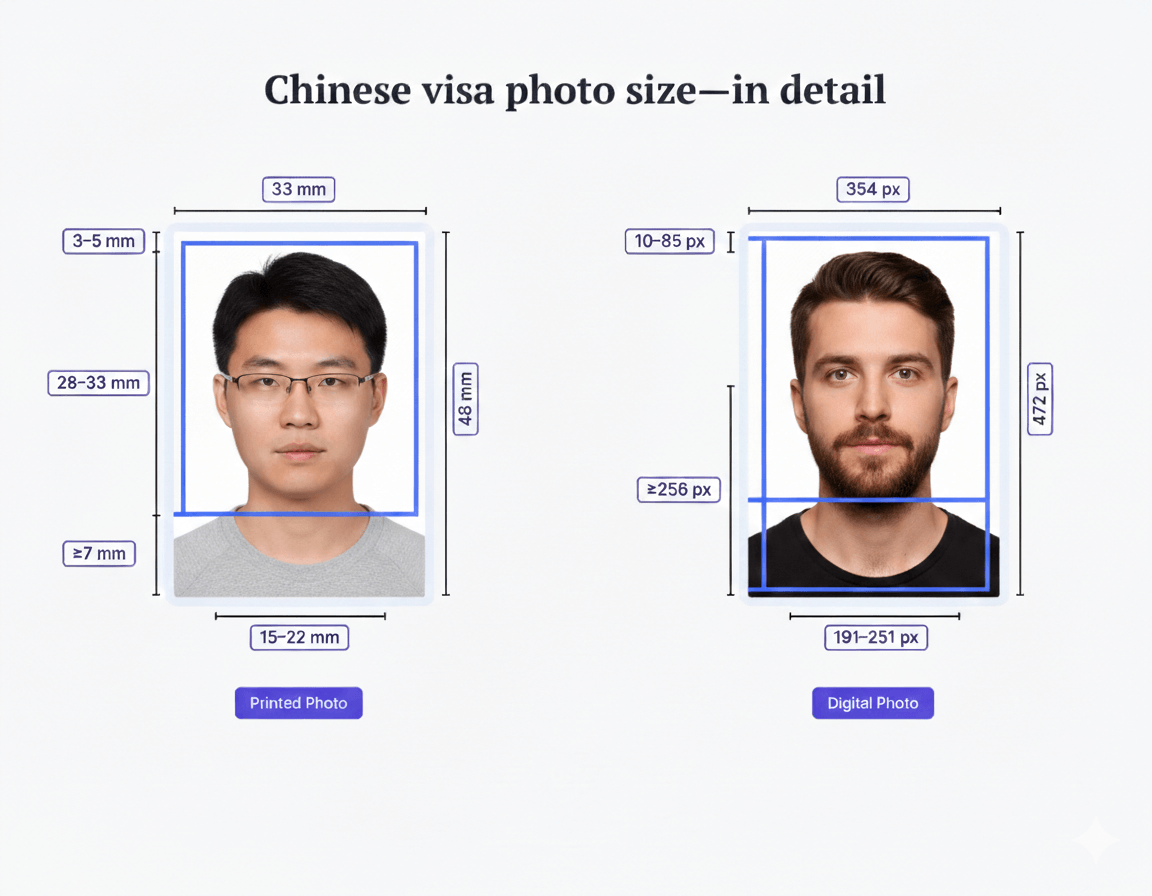 China Visa Photo Size & Requirements (33×48 mm) | 2x2 Passport Photo